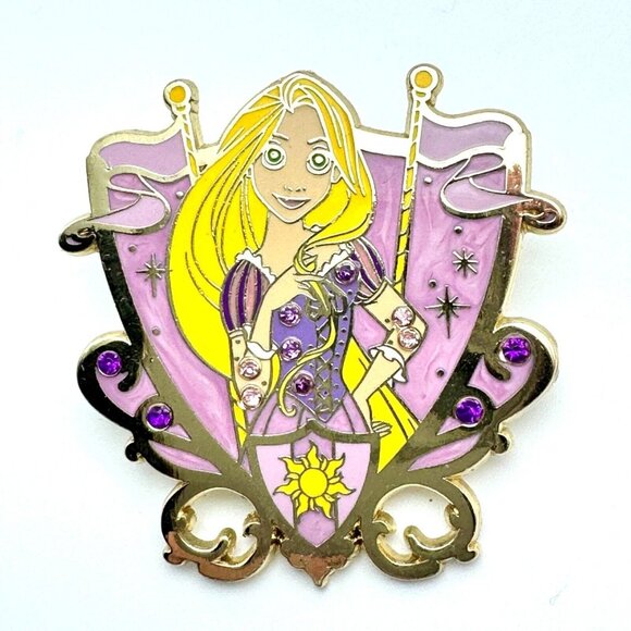 Disney | Jewelry | Disney Pin Princess Jeweled Crest Enamel Rapunzel ...